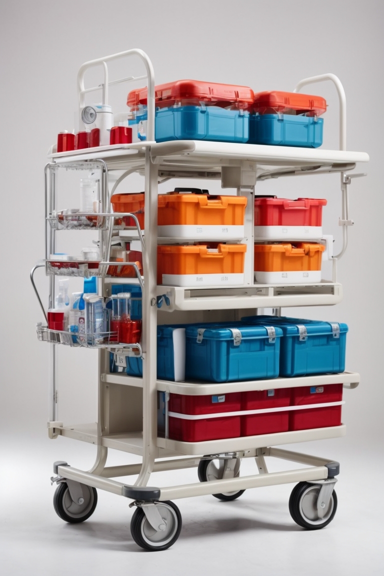 5 drawer Emergency trolley – red – Shrouds